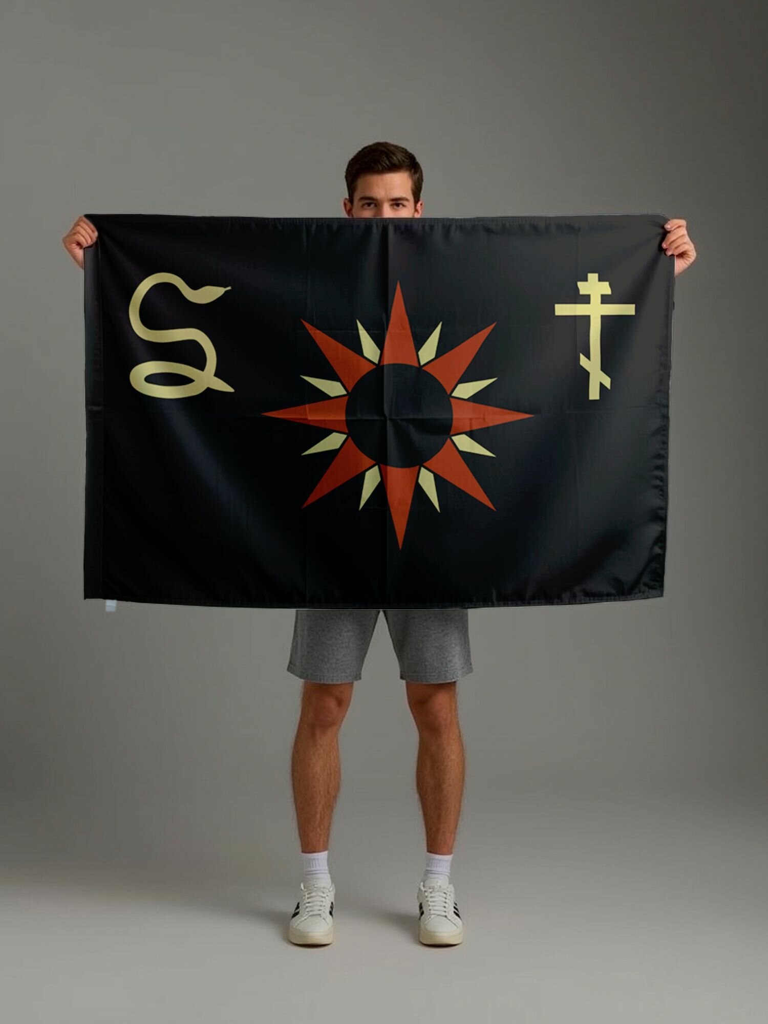 Флаг двухсторонний группировки Грех, 90х135 см на блэкауте