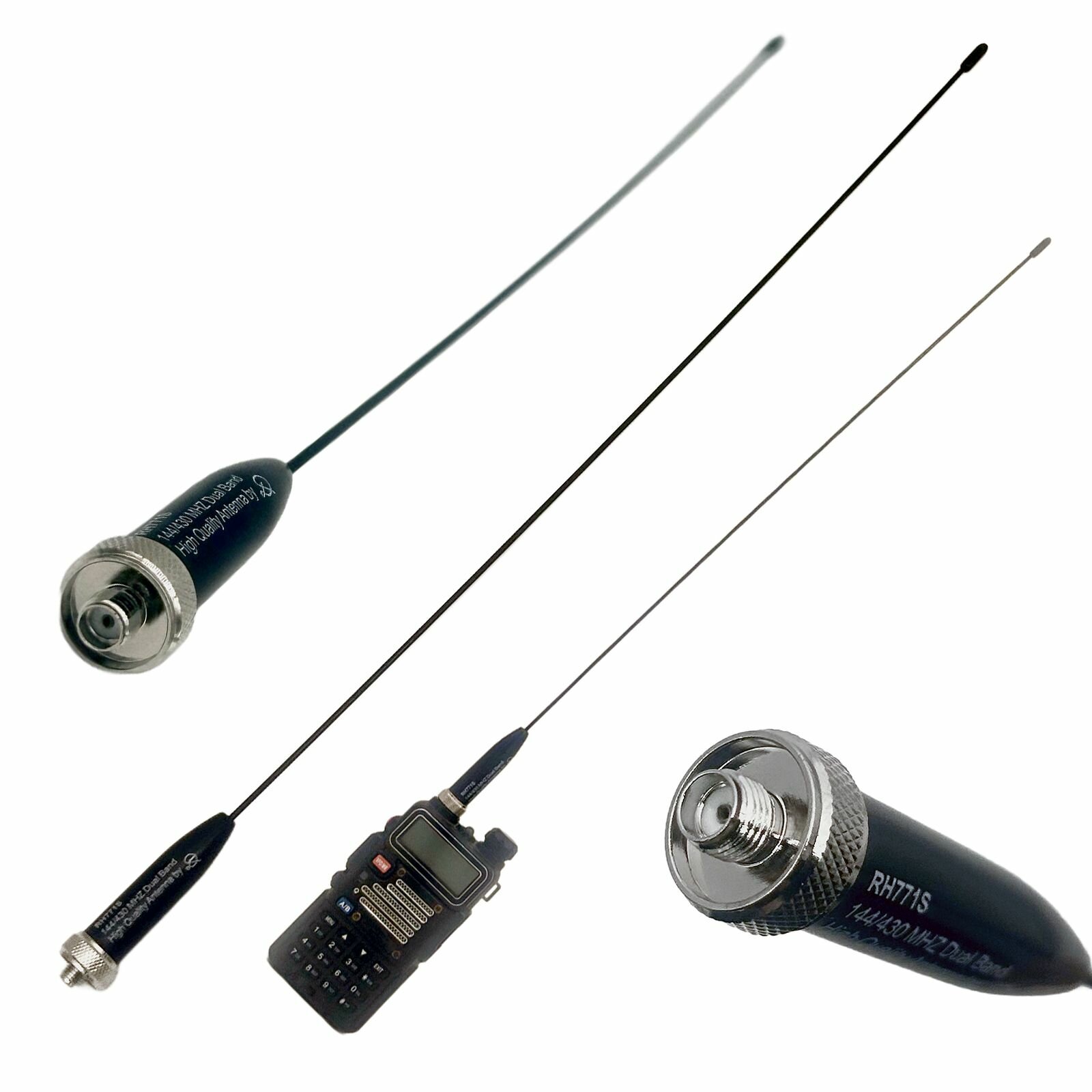 Антенна для рации RH771S, диапазон 144/430 МГц, усиление 2,15/3,4 дБ, титановый сплав, разъём SMA-мама