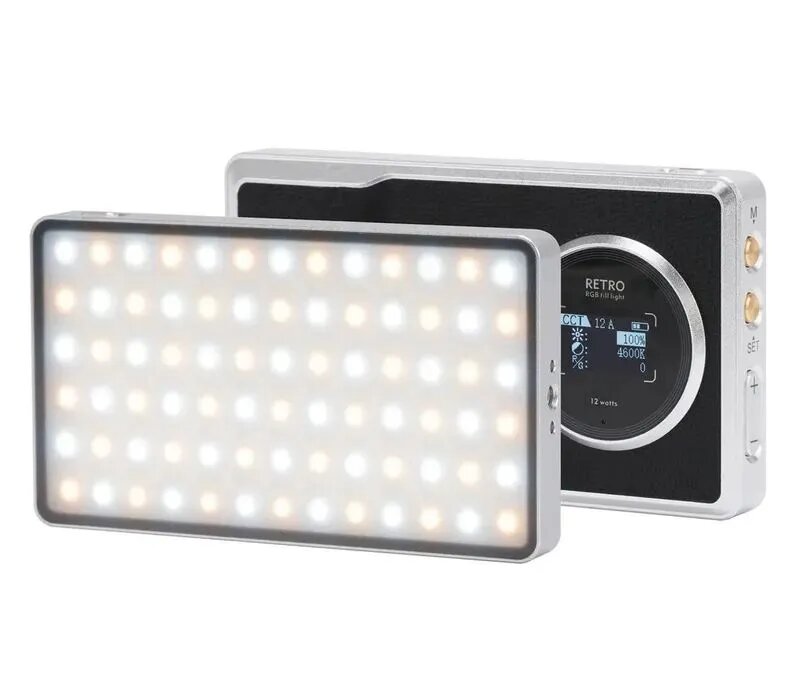 Студийный LED-светильник RETRO RGB для фото и видеосъемки, 12 Вт, для Sony, Panasonic, Olympus, Nikon, Canon, Fujifilm