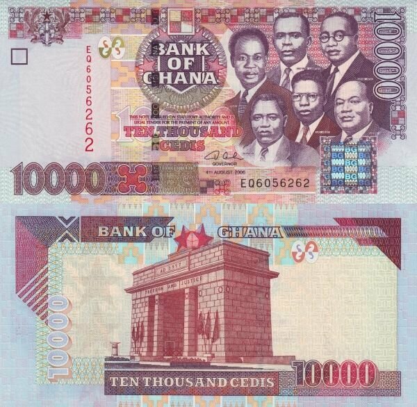Гана 10000 седи 2002-2006 Арка независимости UNC