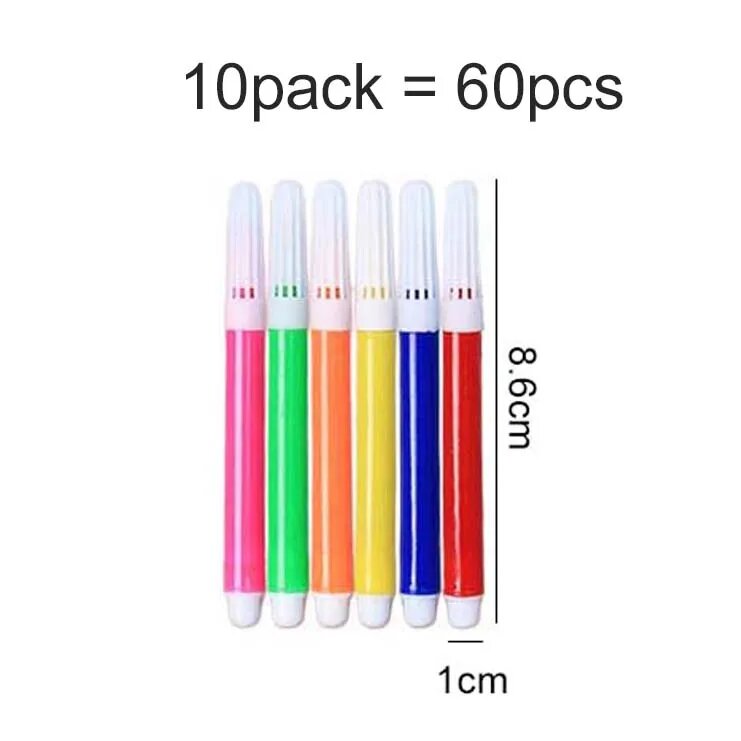Акварельные ручки 10pack, 6 цветов, 8.6 см