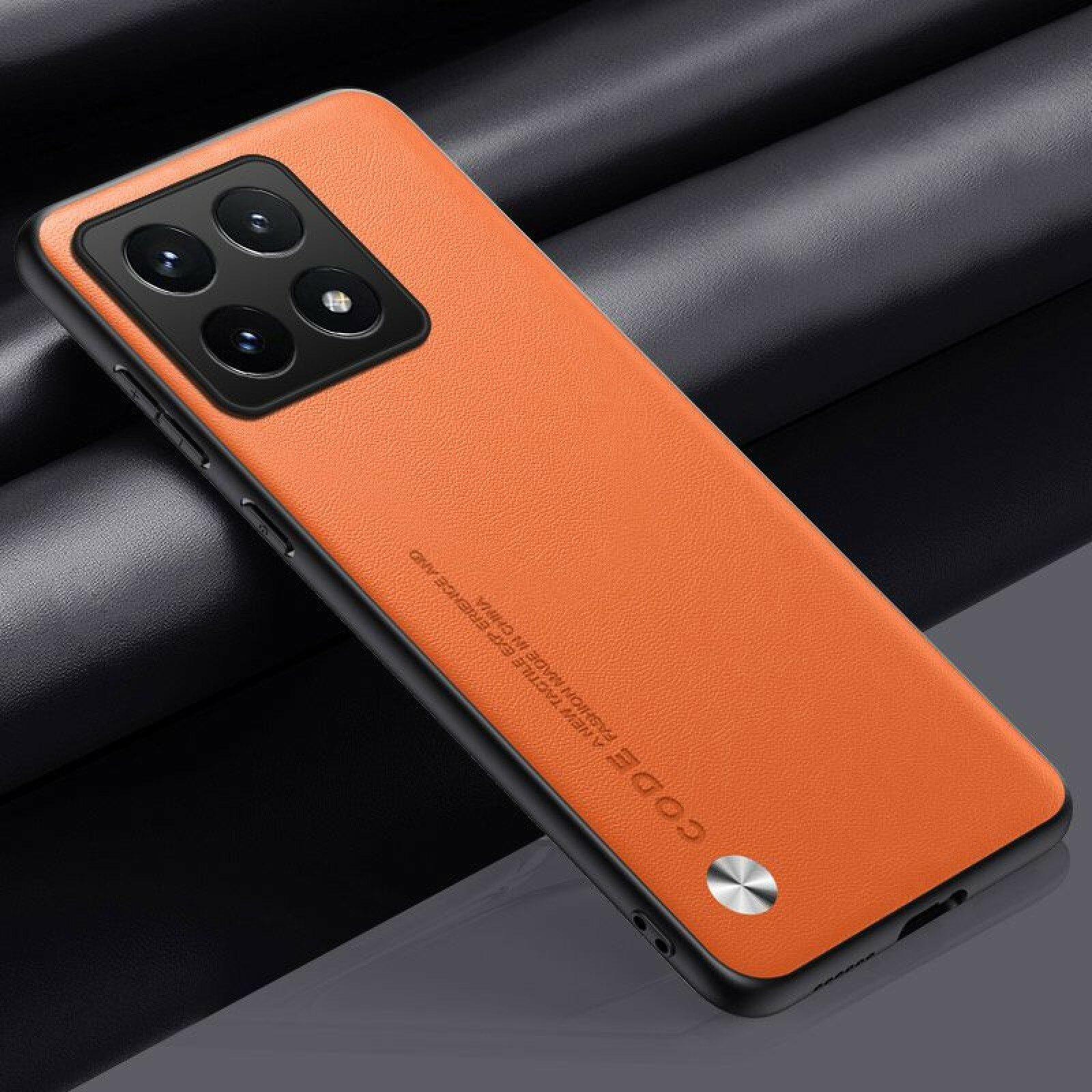 Чехол MyPads для Xiaomi 14T жесткий защитный желто-оранжевый стильный дизайн