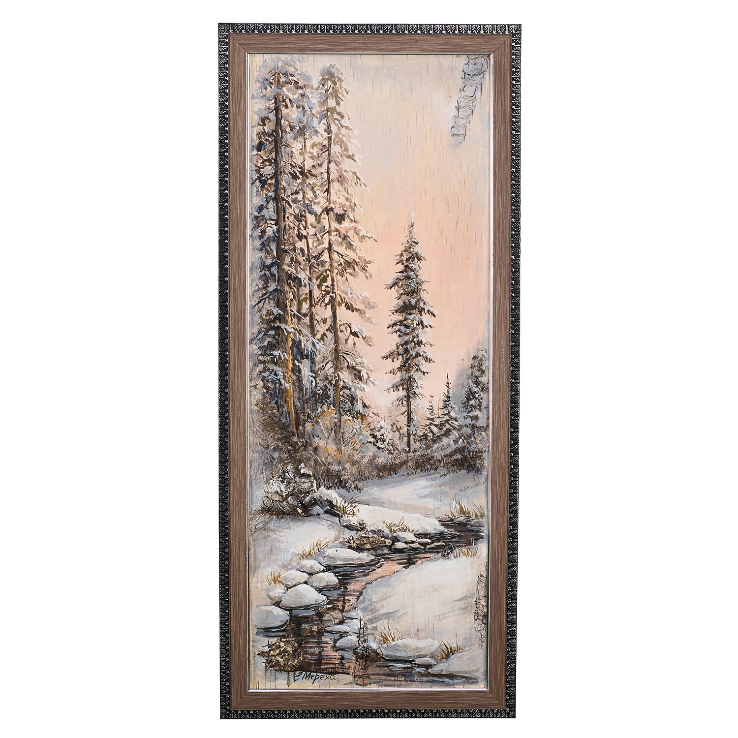 206249/25*65 см Береста картина "величавый покой" багет, Авт. работа