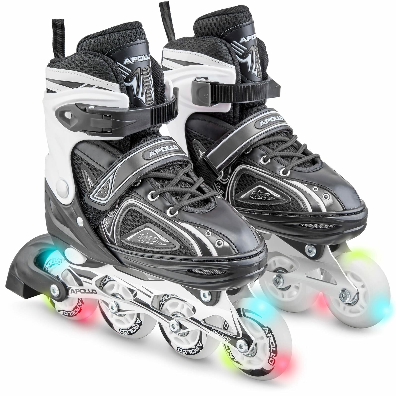 DECATHLON ролики Apollo Super Blade LED ABEC7, регулируемые, детские, черный, размер 35