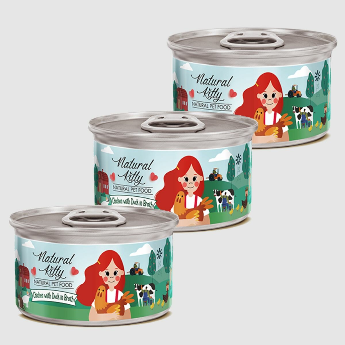 PETTRIC Консервы Natural Kitty Курица с уткой в бульоне 80г*3шт