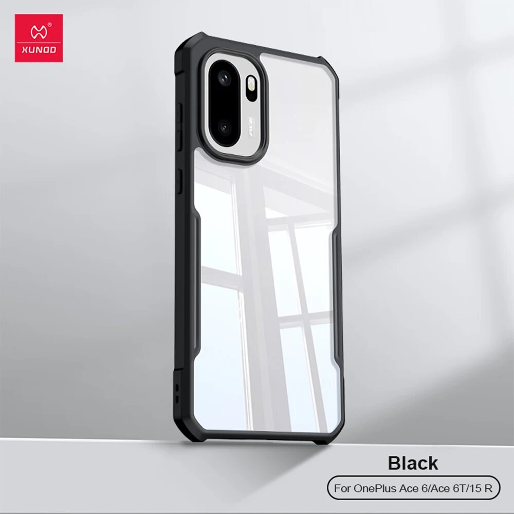 Чехол Xundd для OnePlus Ace 6T, прозрачный, черный