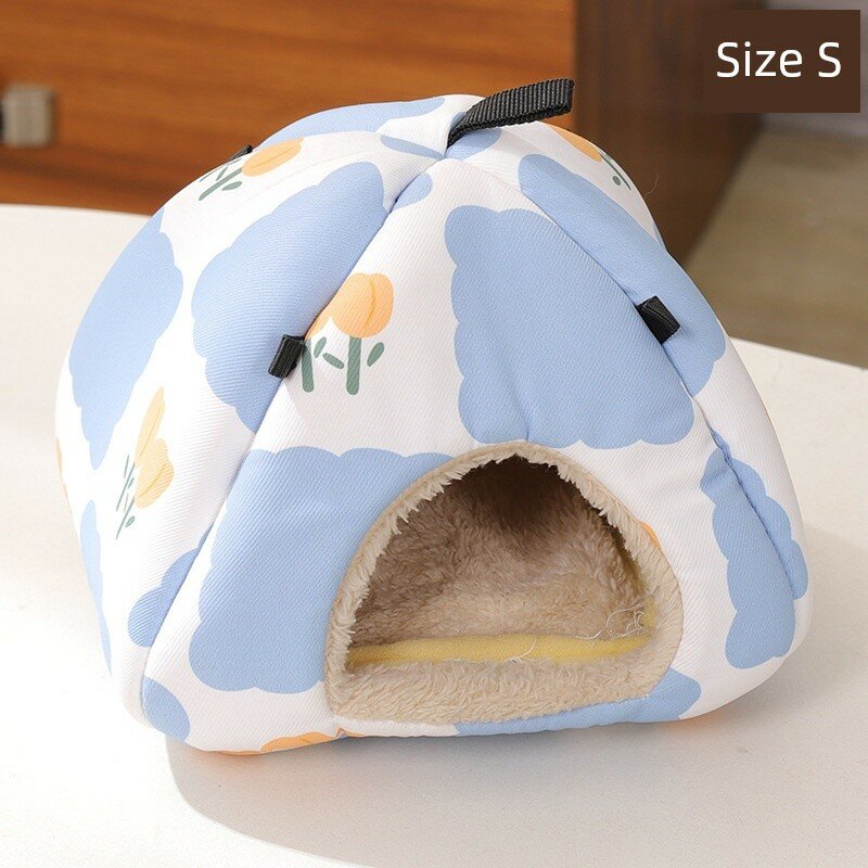 Маленький монгольский шатер с голубыми тюльпанами, 14x14x15см, для хомяков и мелких грызунов