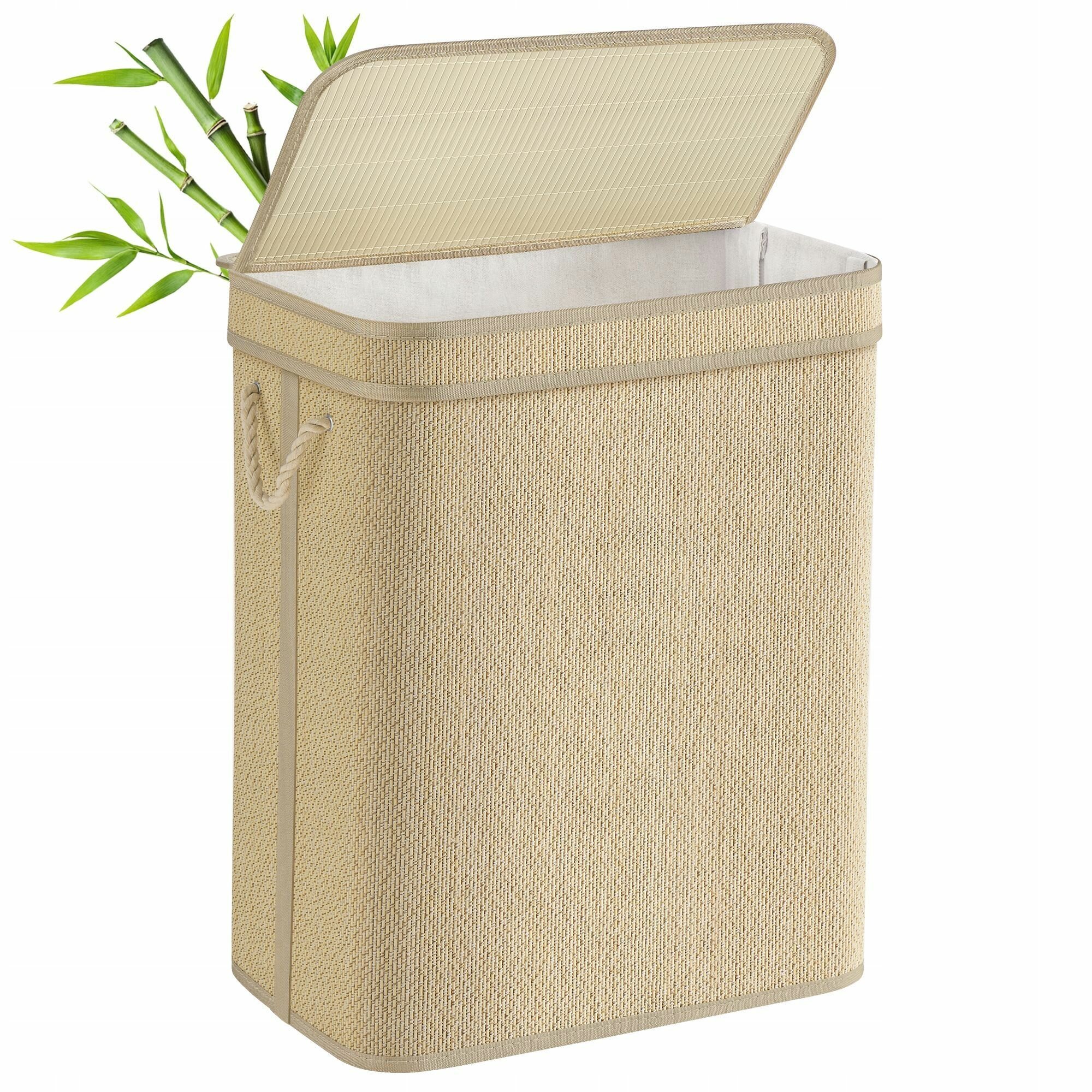 Корзина для белья 90 л SONGMICS - бамбуковая, (49 х 61 х 33 см), бежевый, LCB067Y01