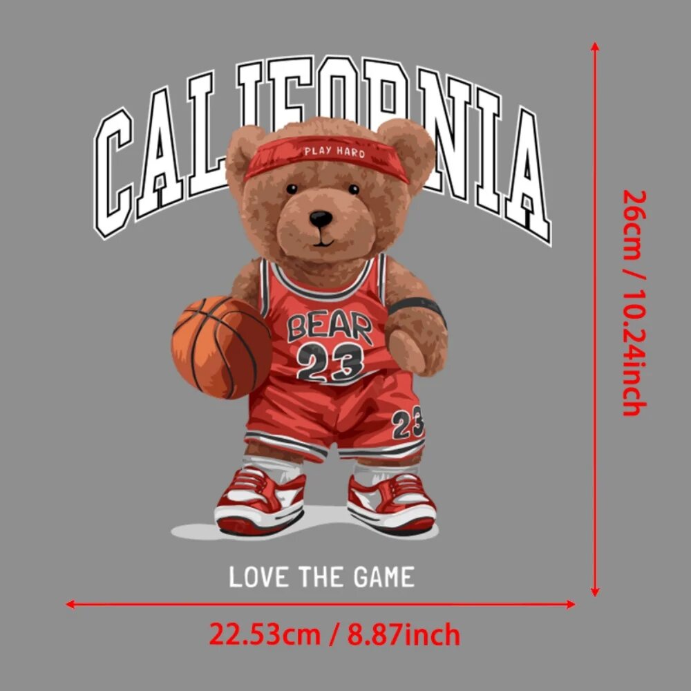Термонаклейка California Basketball Bear 26см