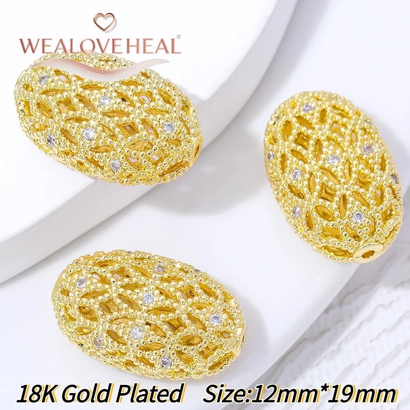 WEALOVEHEAL Оливки, разделители для бусин, 18K Gold Plated, 12x19мм