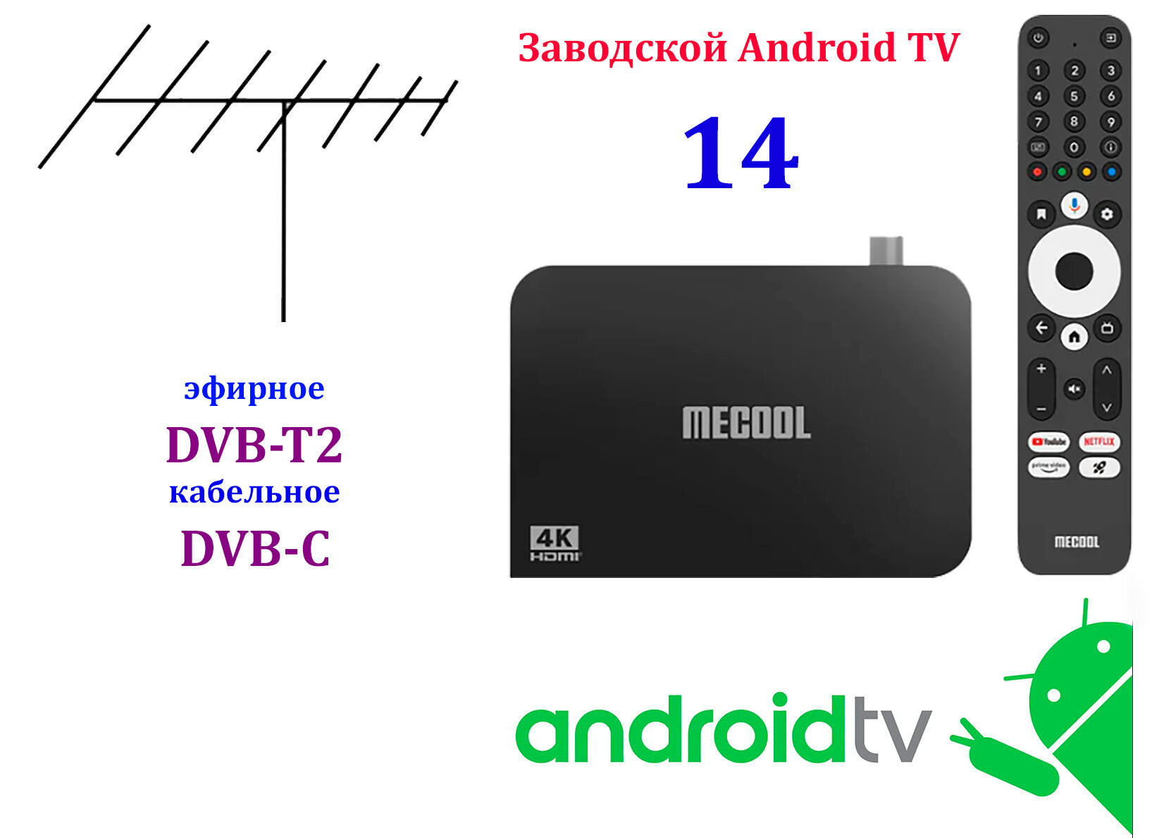 Android TV14-приставка Mecool kt2 с разъемом dvb-t2 с заводской прошивкой