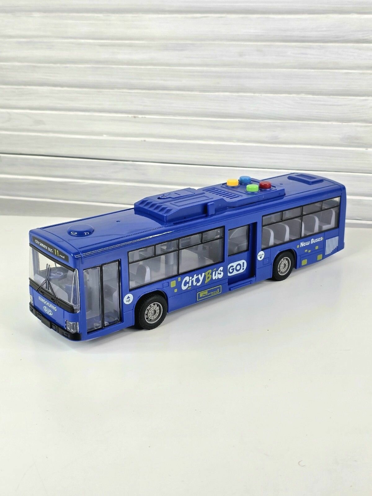 Игровая машинка Автобус со светом и звуком синий