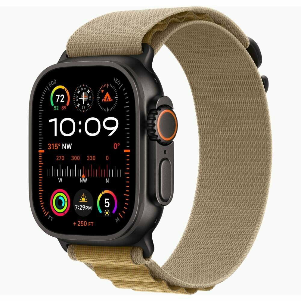 Ремешок для Apple Watch Ultra 49mm Alpine Loop MYQ23FE/A Titanium Black (L) - Tan (original)