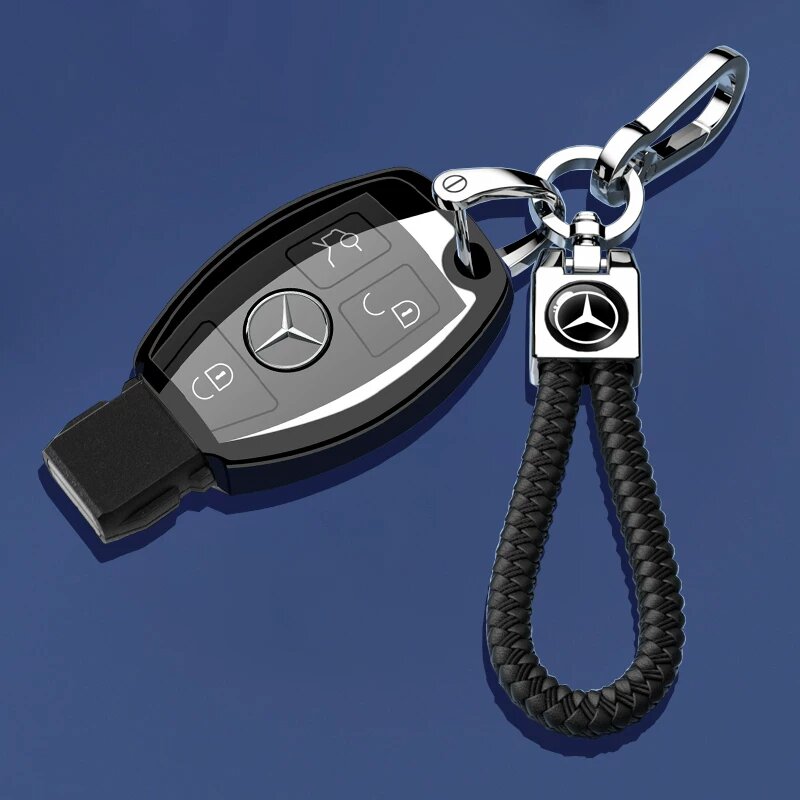 Ключевой брелок Mercedes C-Class 2008-2018 с вязаным шнуром, темно-черный цвет для защиты автомобиля