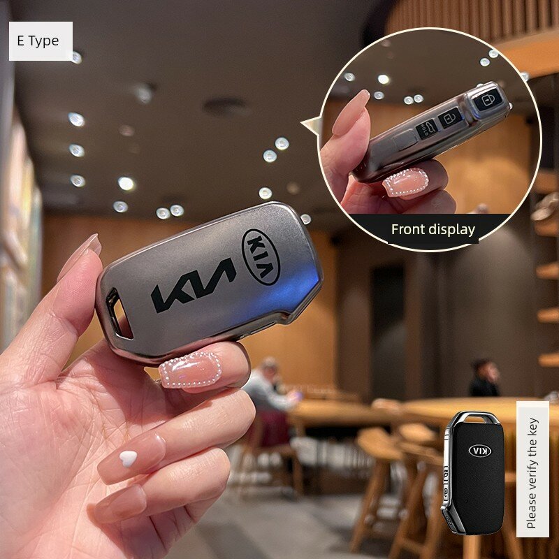 Ключевой чехол Kia Smart 3-Кнопочный с Металлической Наклейкой, Одиночный Чехол для Брелока - Черный