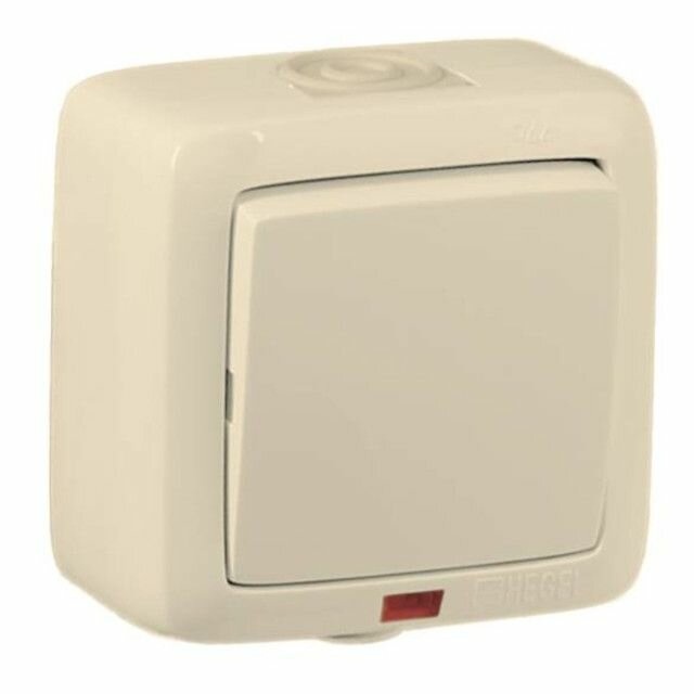 Выключатель 1-клавишный HEGEL Alfa Aqua, IP44, с индикацией, слоновая кость