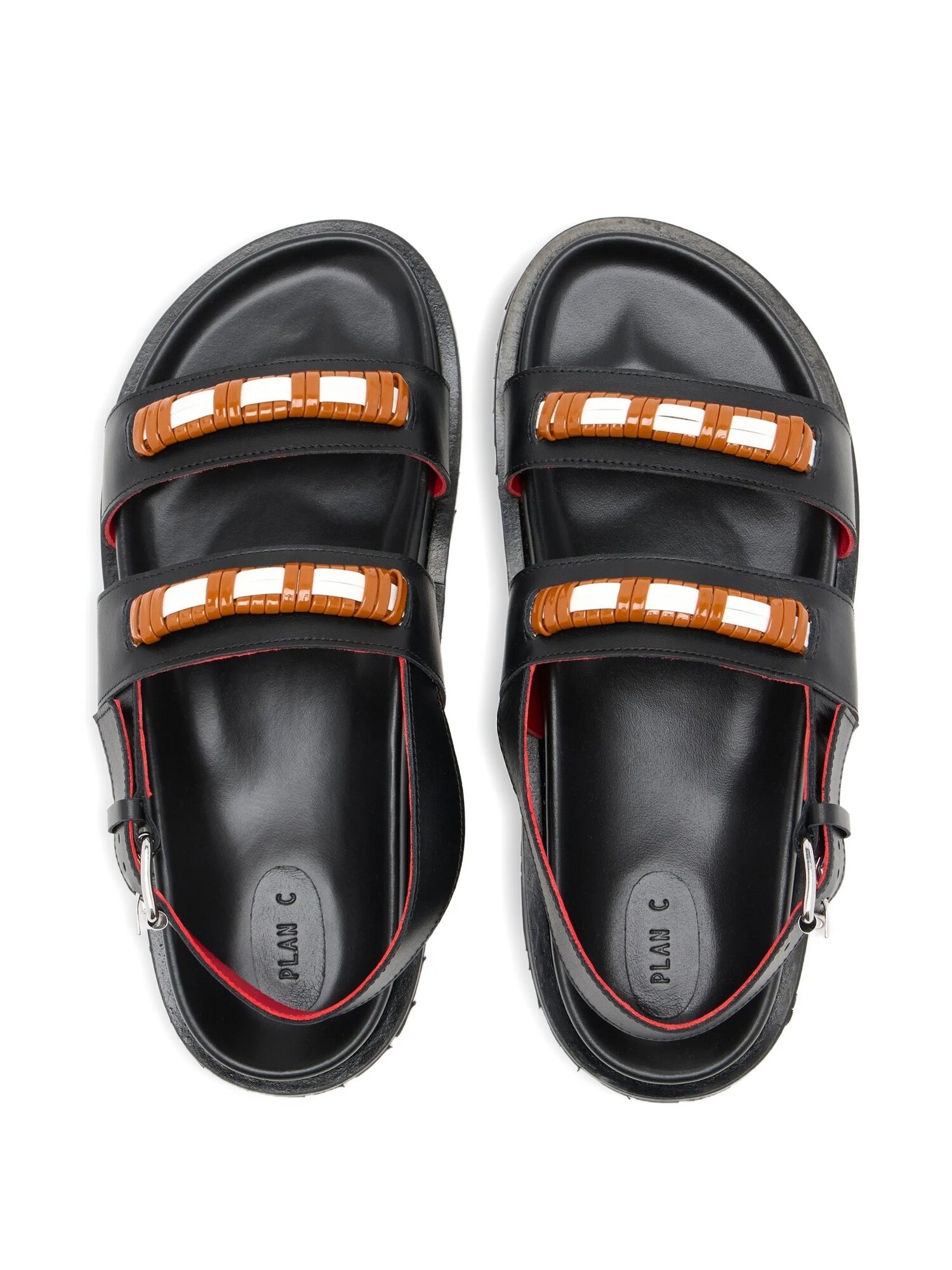 Босоножки PLAN C Buckle-strap sandals, размер 36, black/black — фото 1