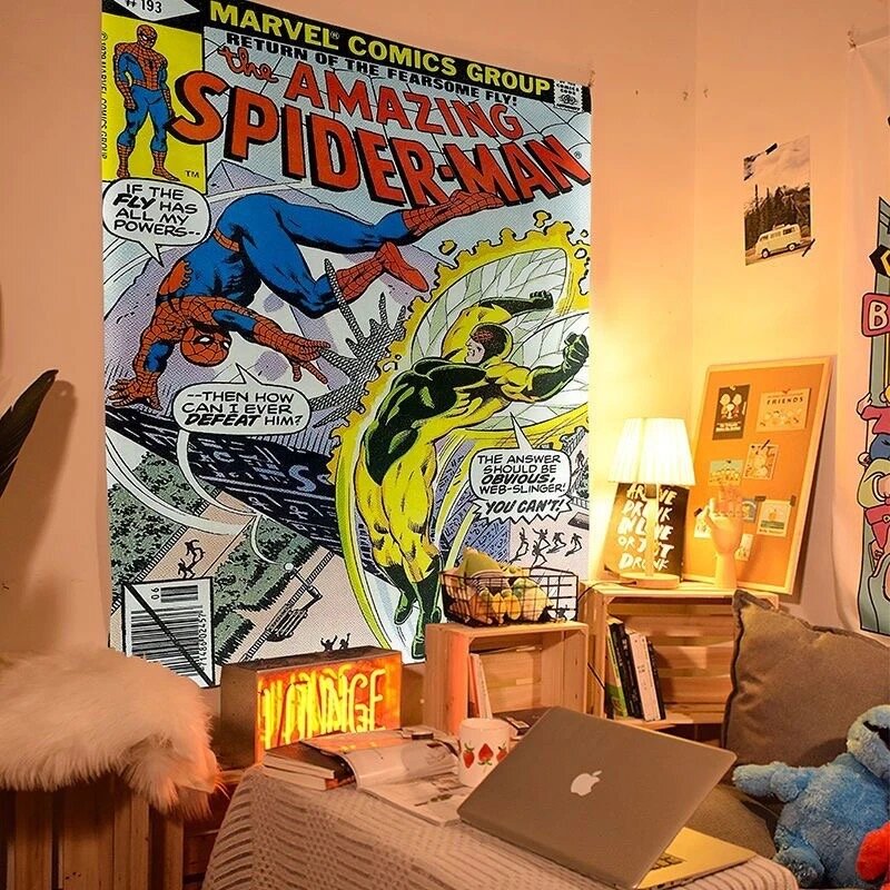 Брезентовый подвесной коврик Marvel с изображением Человека-паука, Настенный декор для детской комнаты, мультяшный Человек-паук, фоновая ткань, гобелен, домашний Настенный декор, P3, 200x150cm