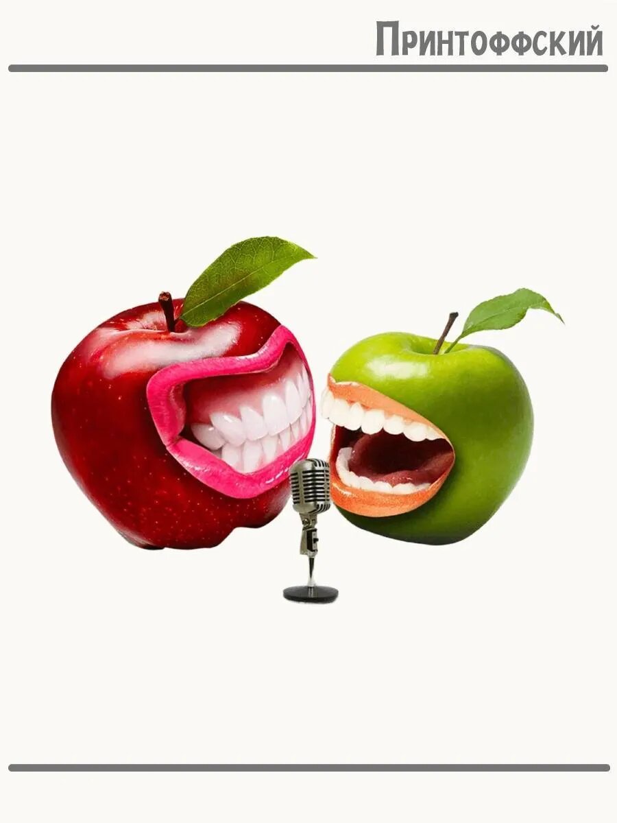 Термонаклейка для одежды и аксессуаров DTF-печать Яблоки/Apples Прикол