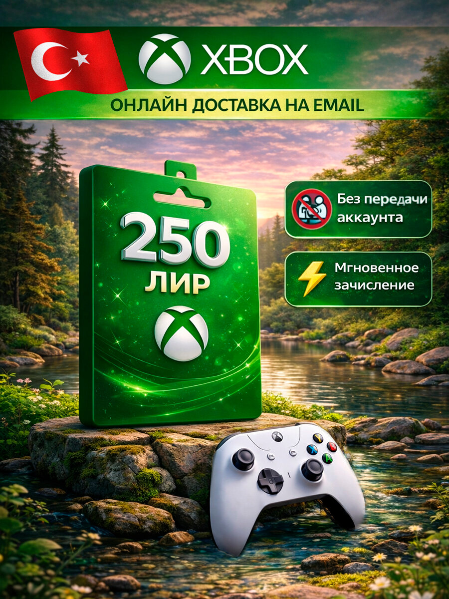 Подарочная карта XBOX Live 250 TL/турецких лир/TRY для Турции, Гифт код и пополнение счета онлайн Microsoft Store