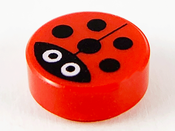 Деталь Lego 98138pb177 Tile, Round 1 x 1 with Ladybug, Large White Eyes with Black Pupils Pattern