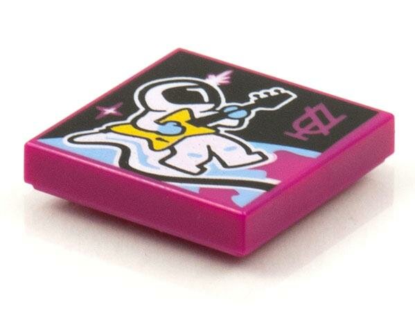 Деталь Lego 3068pb1584 Tile 2 x 2 with BeatBit Album Cover - Astronaut Playing Guitar Pattern
