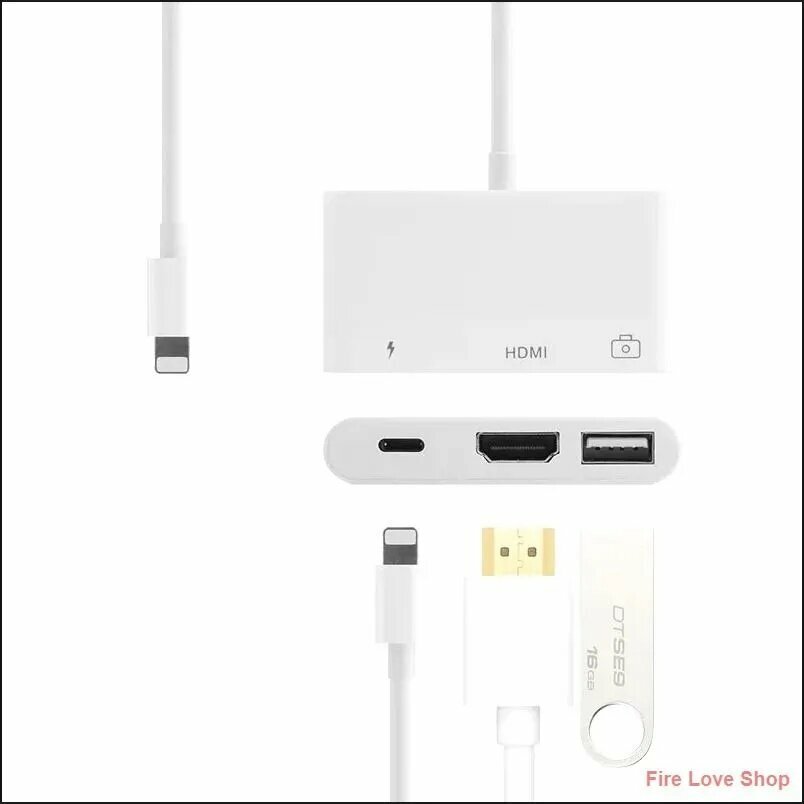 Хаб Lightning на USB 3.0, HDTV, Type-C для iPhone 6s 7 8 Plus x xs 11 Pro Max ipad с возможностью зарядки