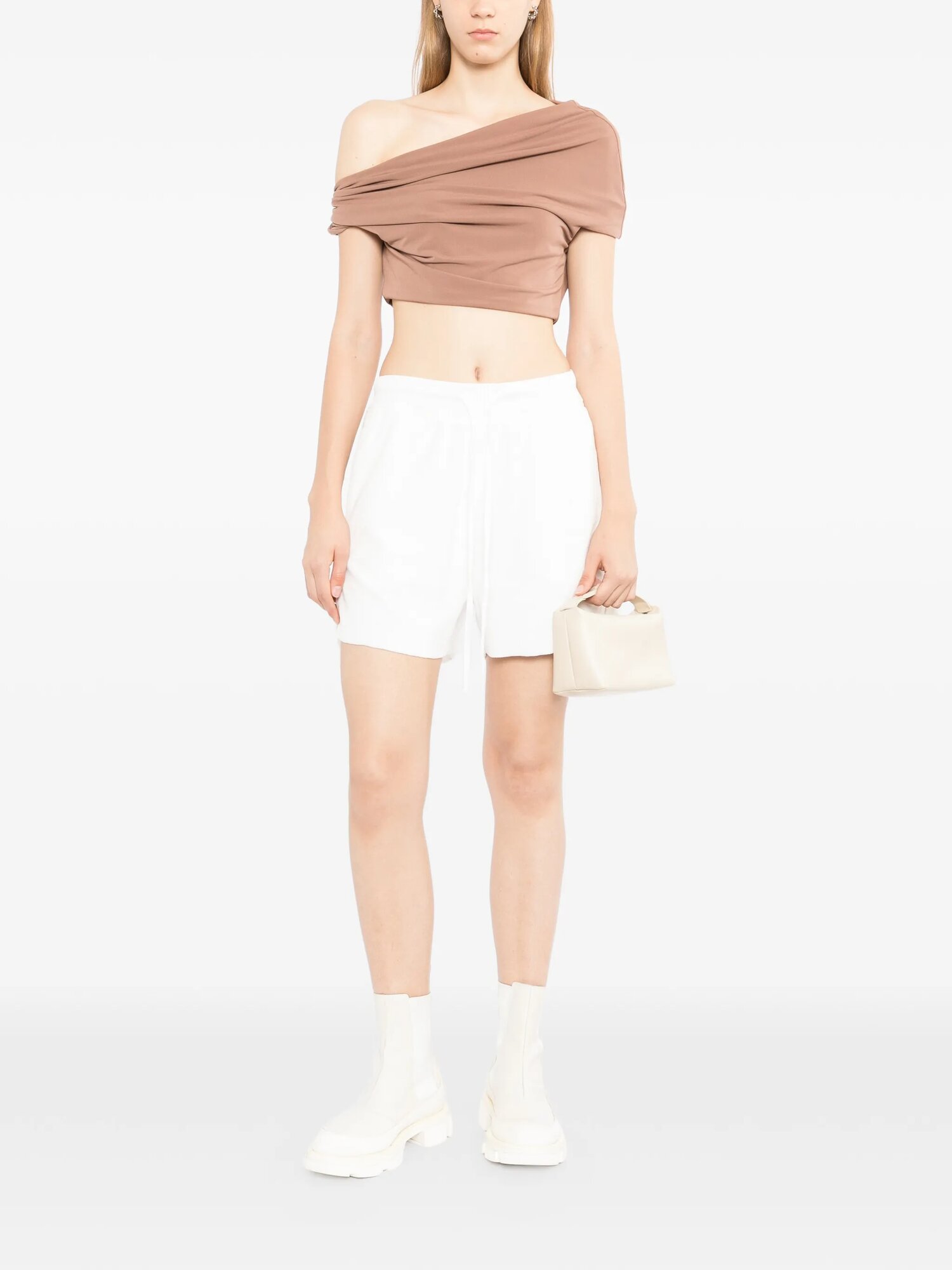 Шорты thom/krom Drawstring layered shorts, размер 40, бежевый/белый — фото 1