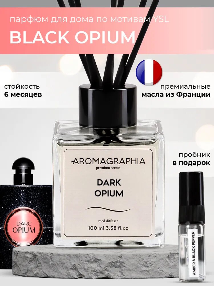 Диффузор для дома с палочками "Dark Opium" 100 мл, аромадиффузор для дома парфюмированный