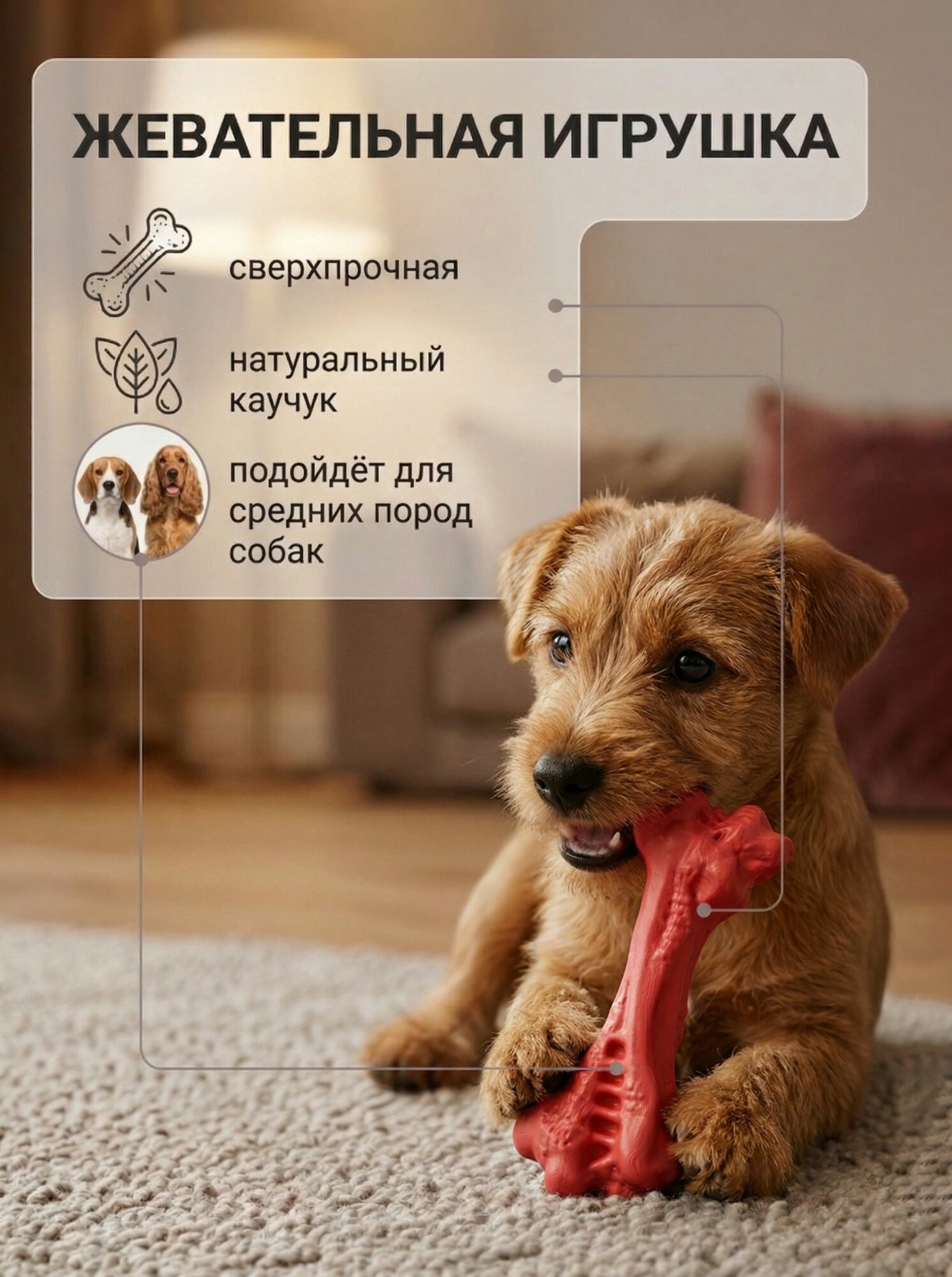 Сверхпрочная жевательная игрушка, для массажа десен, для собак средних пород