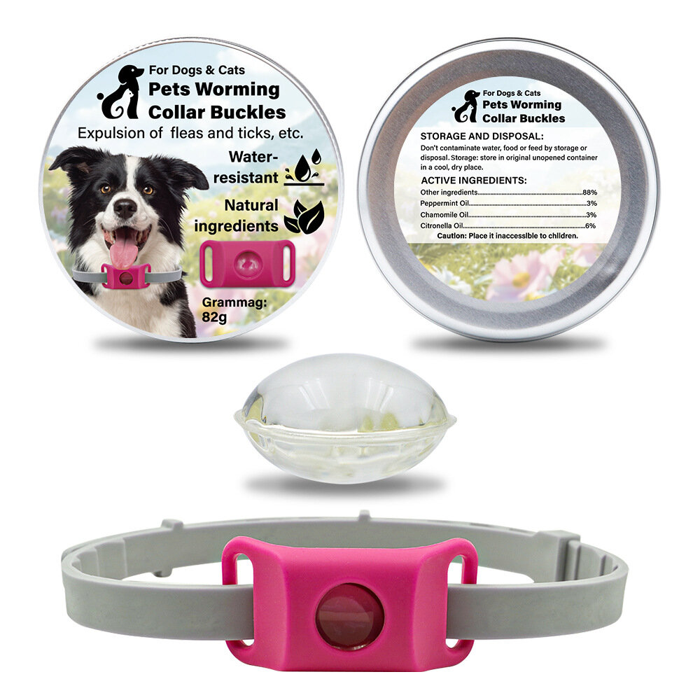 Ошейник от блох для собак и кошек розовый 1 buckle+2 капсулы+silicone collar