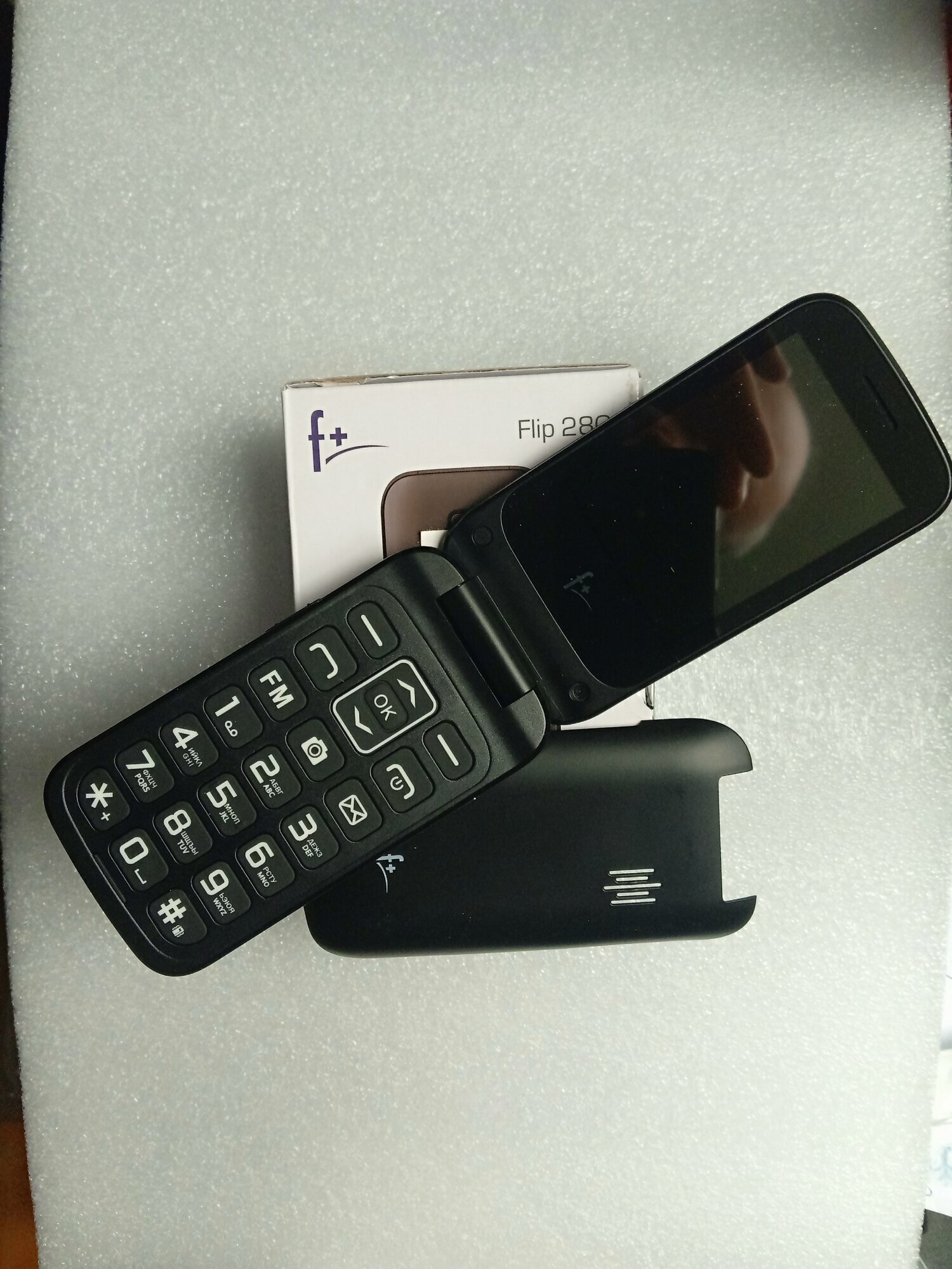 Корпус для телефона F+FLIP 280 BLACK (передняя, средняя часть, крышка + клавиатура) оригинал, без платы