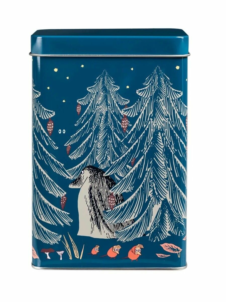 Банка для кофе, сыпучих продуктов Martinex Moomin Первобытный лес, прямоугольная, голубая