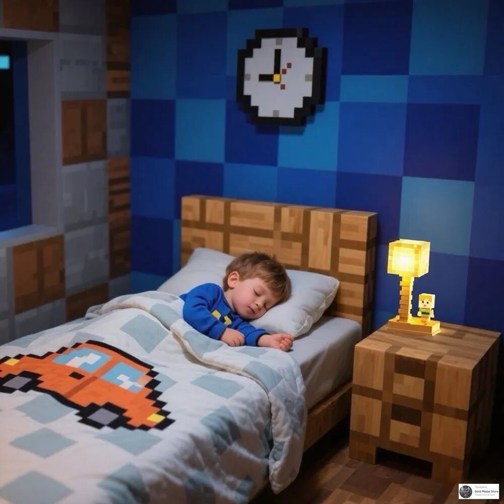 Настольная лампа Minecraft 3D, ночник, изменение цвета, 500 мАч аккумулятор, USB зарядка