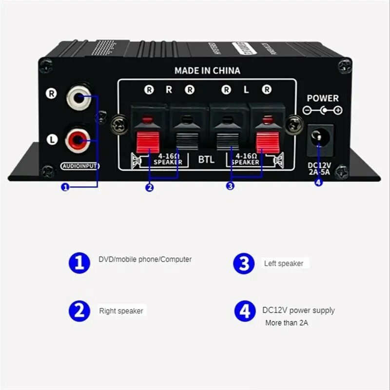 AK-270 AK270 12 В Мини HIFI Усилитель мощности Аудио Усилитель для домашнего автомобильного кинотеатра 2-канальный усилитель USB/SD AUX Вход