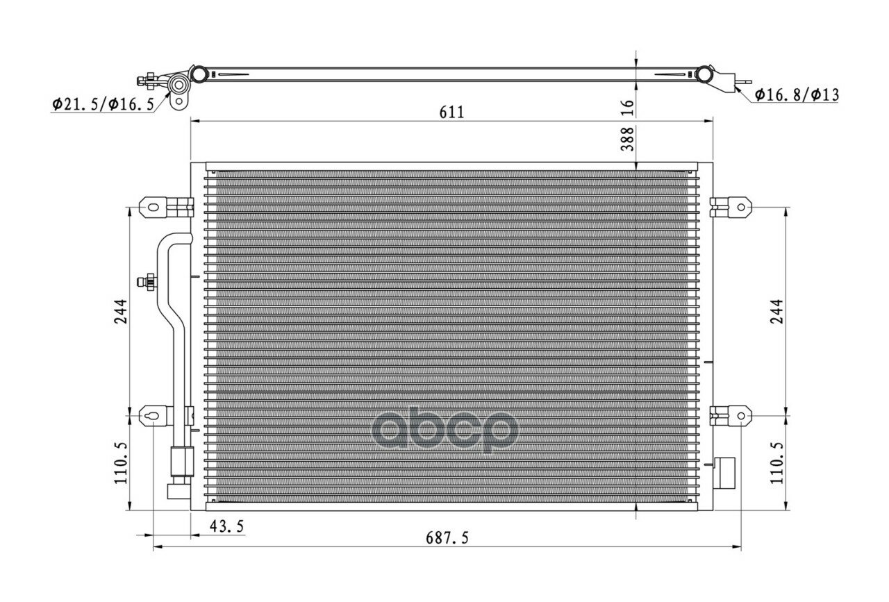 Радиатор кондиционера AUDI A4, A6 1.6, 1.8, 1.9, 2.0 -05 M-TEX арт. MTR35404