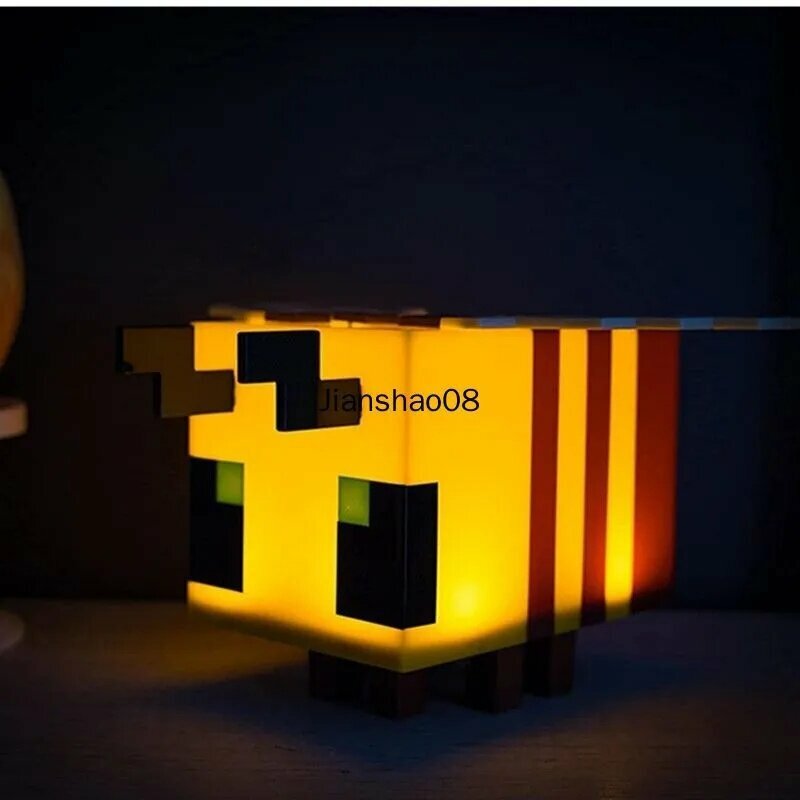 Пиксельная пчела ночник на аккумуляторе, Светильник, Лампа Minecraft - Майнкрафт.
