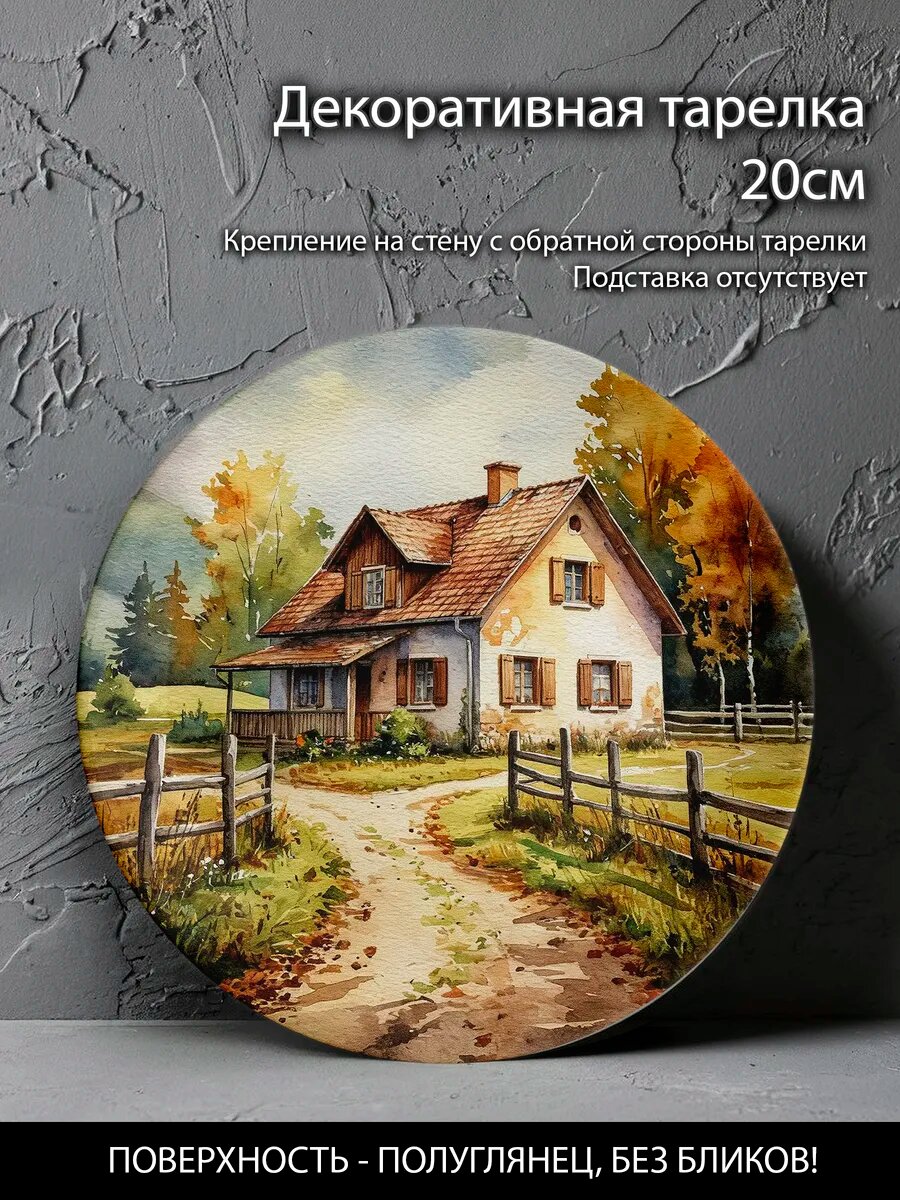 Декоративная тарелка Деревенский домик 20 см