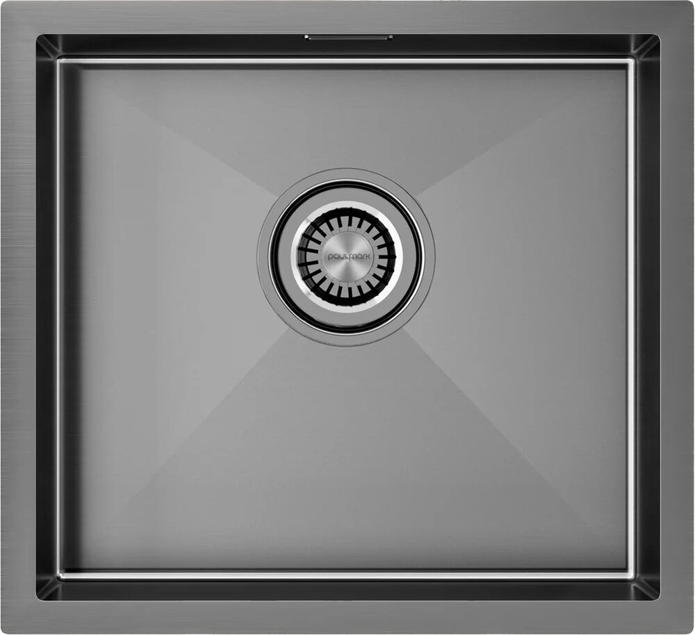 Мойка кухонная Paulmark Aller PM804844-GM металлическая, 48x44, прямоугольная, мойка для кухни, врезная, российская