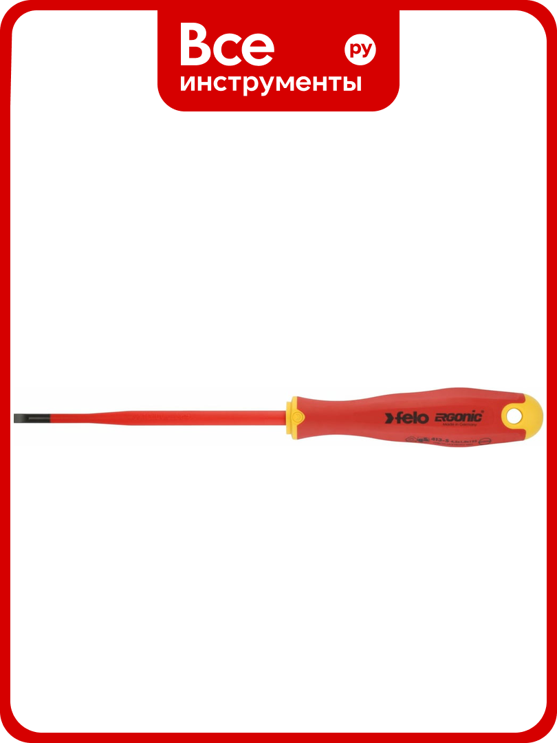 Диэлектрическая отвертка Felo SL 5,5х1,0, E-Slim Ergonic 41395590
