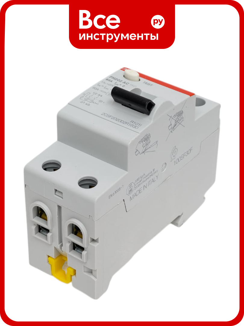 Выключатель дифференциального тока ABB FH202 модульный тип с монтажом на DIN‑рейку для электрооборудования