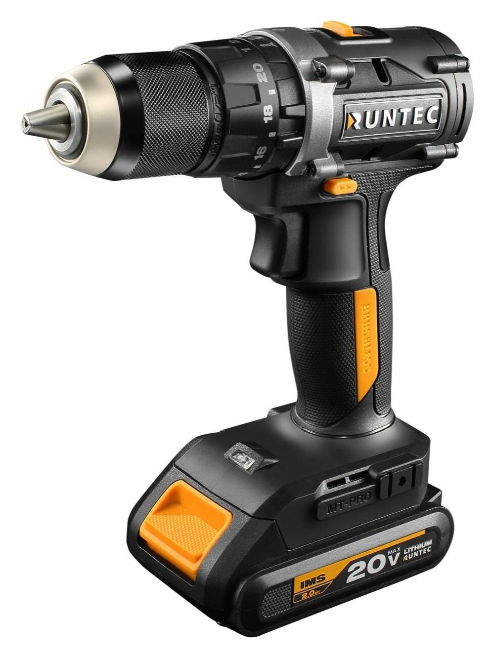 Дрель-шуруповёрт Runtec RT-ID222, 2 аккумулятора, Li-Ion, 20В, быстрозажимной патрон, подсветка