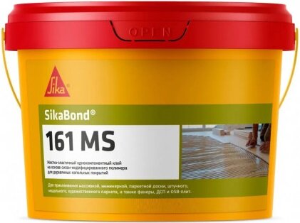 Клей Паркетный Sika SikaBond-161 MS 7кг Однокомпонентный, Силан-Модифицированный Полимер, Жестко-Эластичный / Зика.