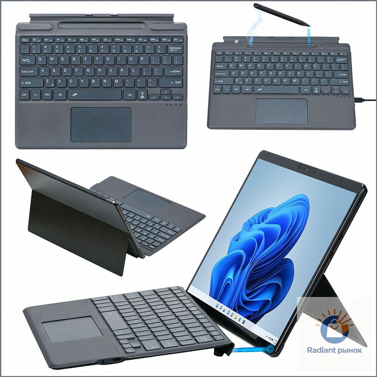 Клавиатура беспроводная Surface Pro 8/9/X/10/11, Английская раскладка, серый