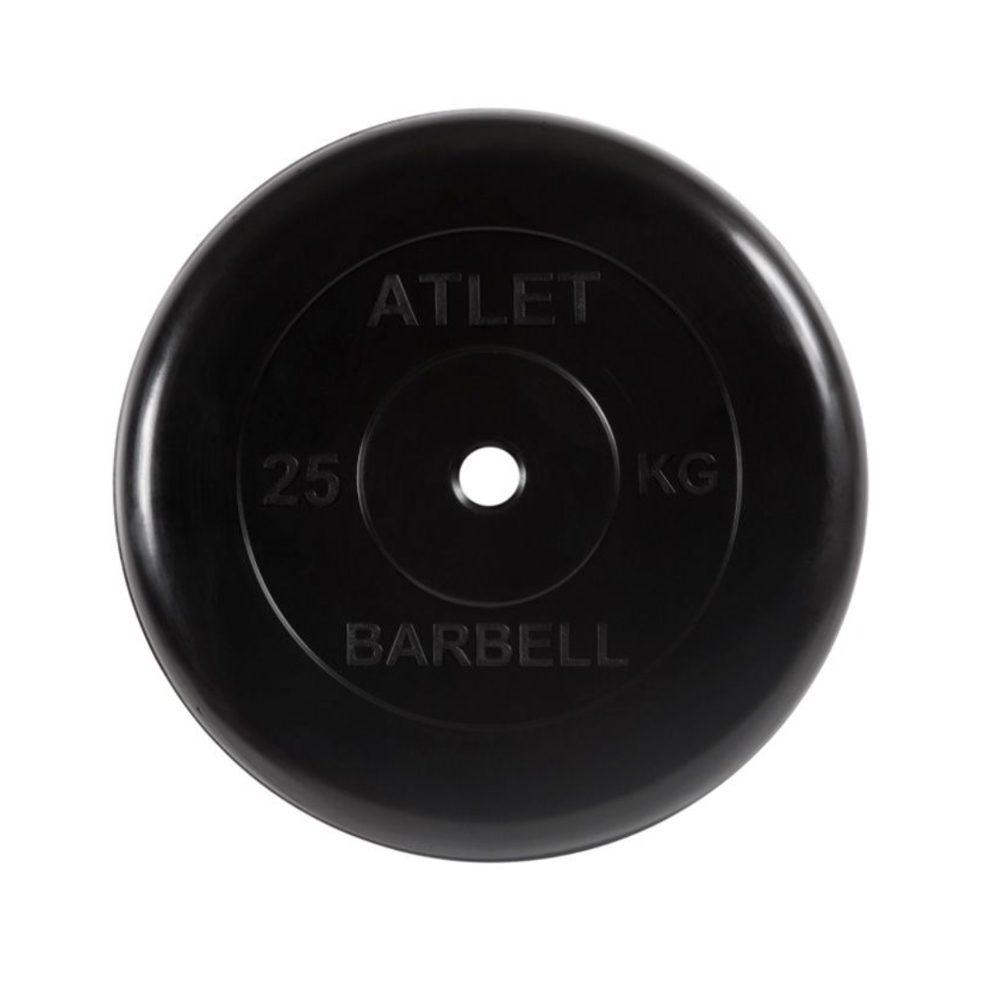 Обрезиненный диск MB Barbell Atlet, 25 кг, посадочный d=26 мм, сталь, черный