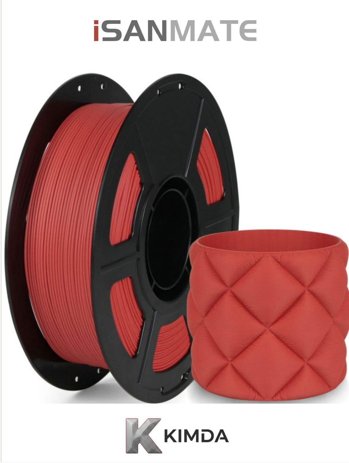 PLA пластик для 3D принтера iSANMATE - PLAi6 Matte Clown Red, матовый красный, филамент 1 кг
