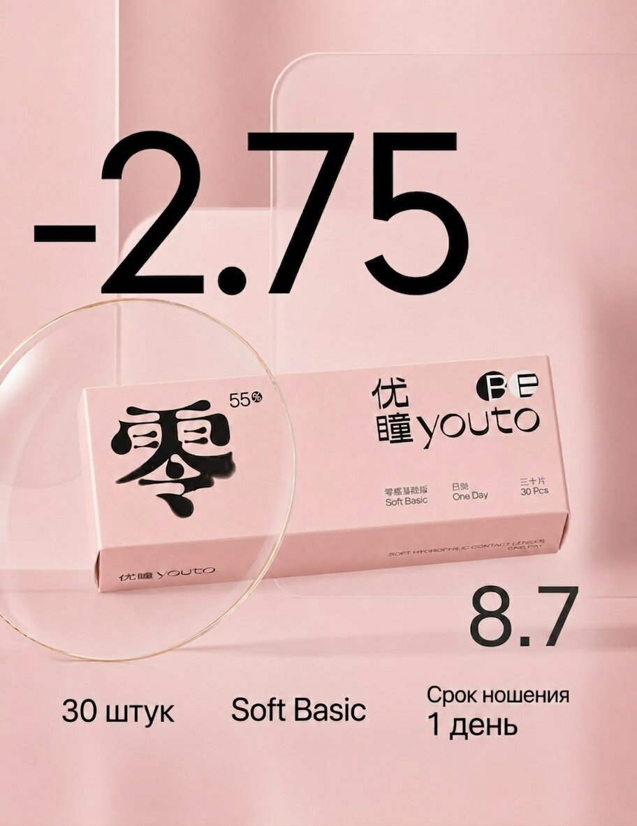 Линзы контактные YOUTO Soft basic 30 штук.