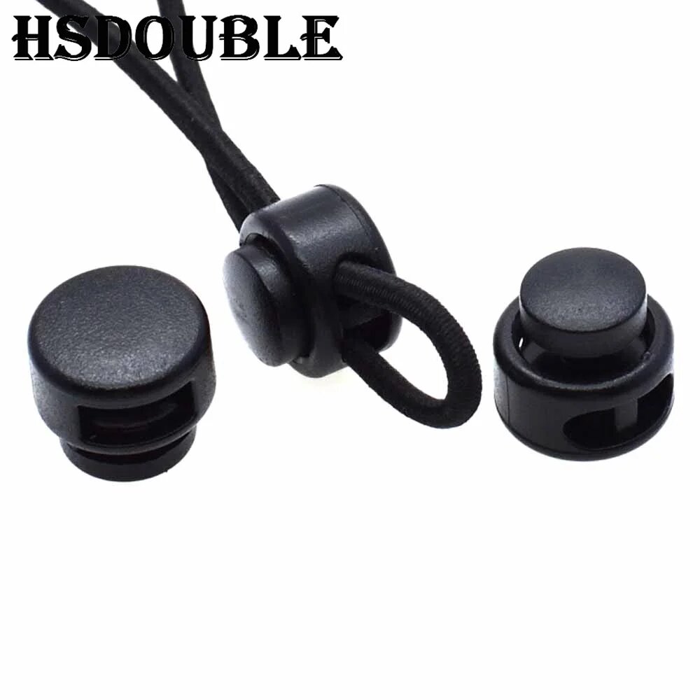 Пластиковые зажимы-фиксаторы для шнуров HSDOUBLE, черные, 10 шт.