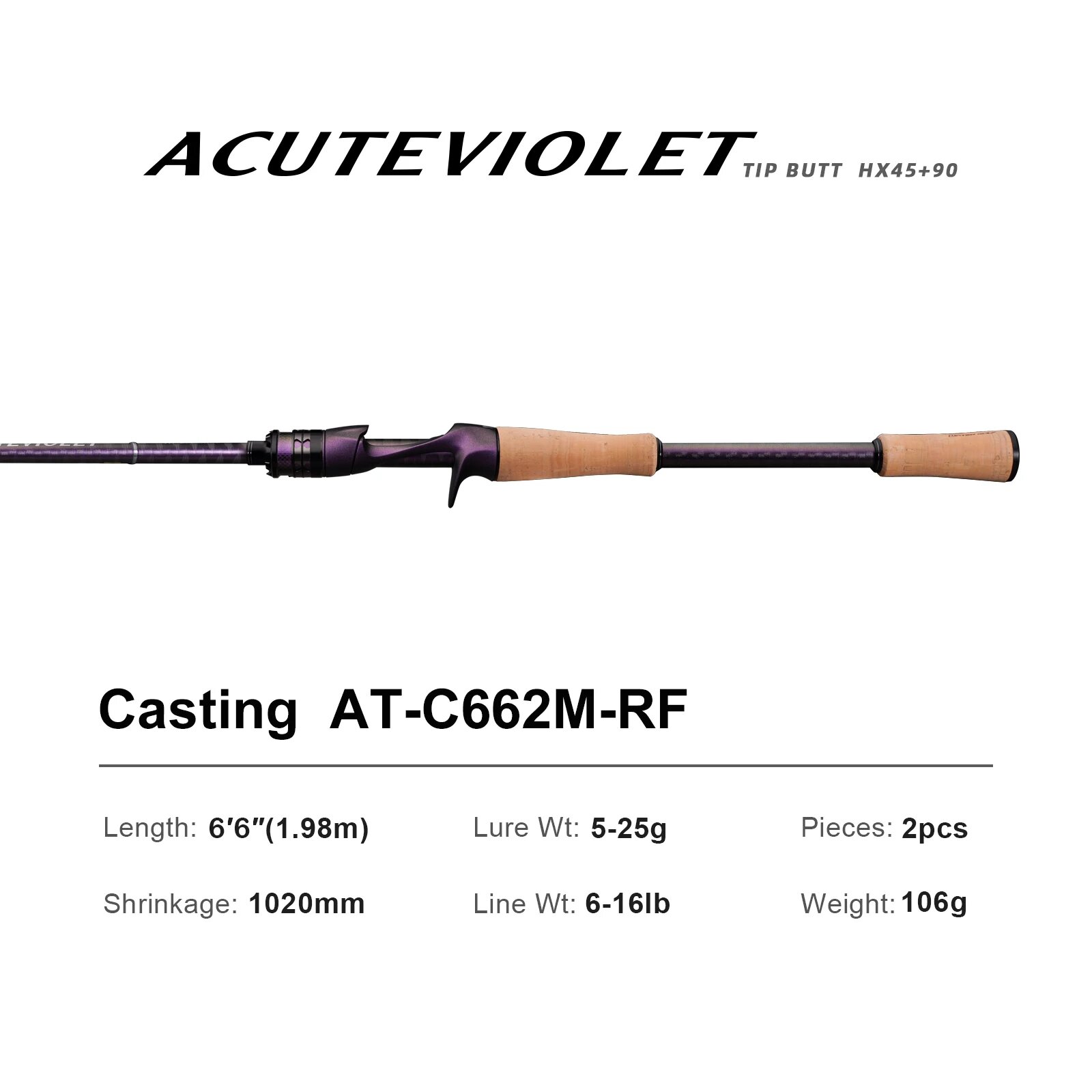 ACUTEVIOLET AT-C662M-RF, 6'6" кастинг, 6-16lb