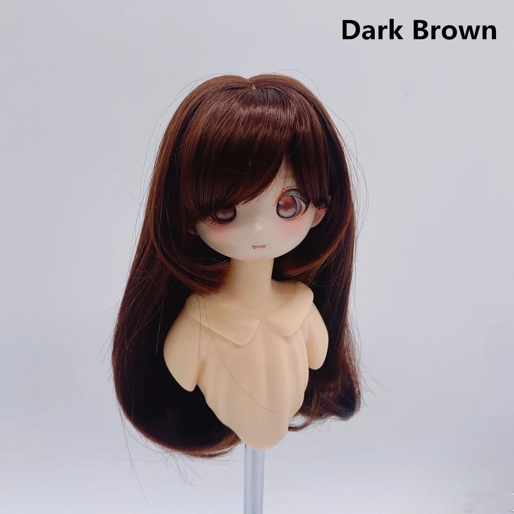 Парик для кукол fradoo, Dark Brown, с челкой